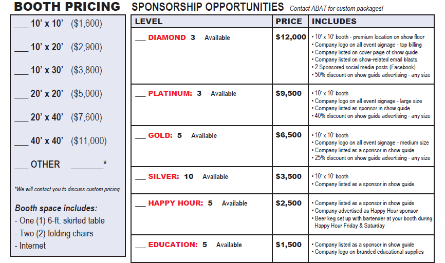 Texas Auto Body Trade Show Booth and Sponsor Pricing Guide - Auto Body ...